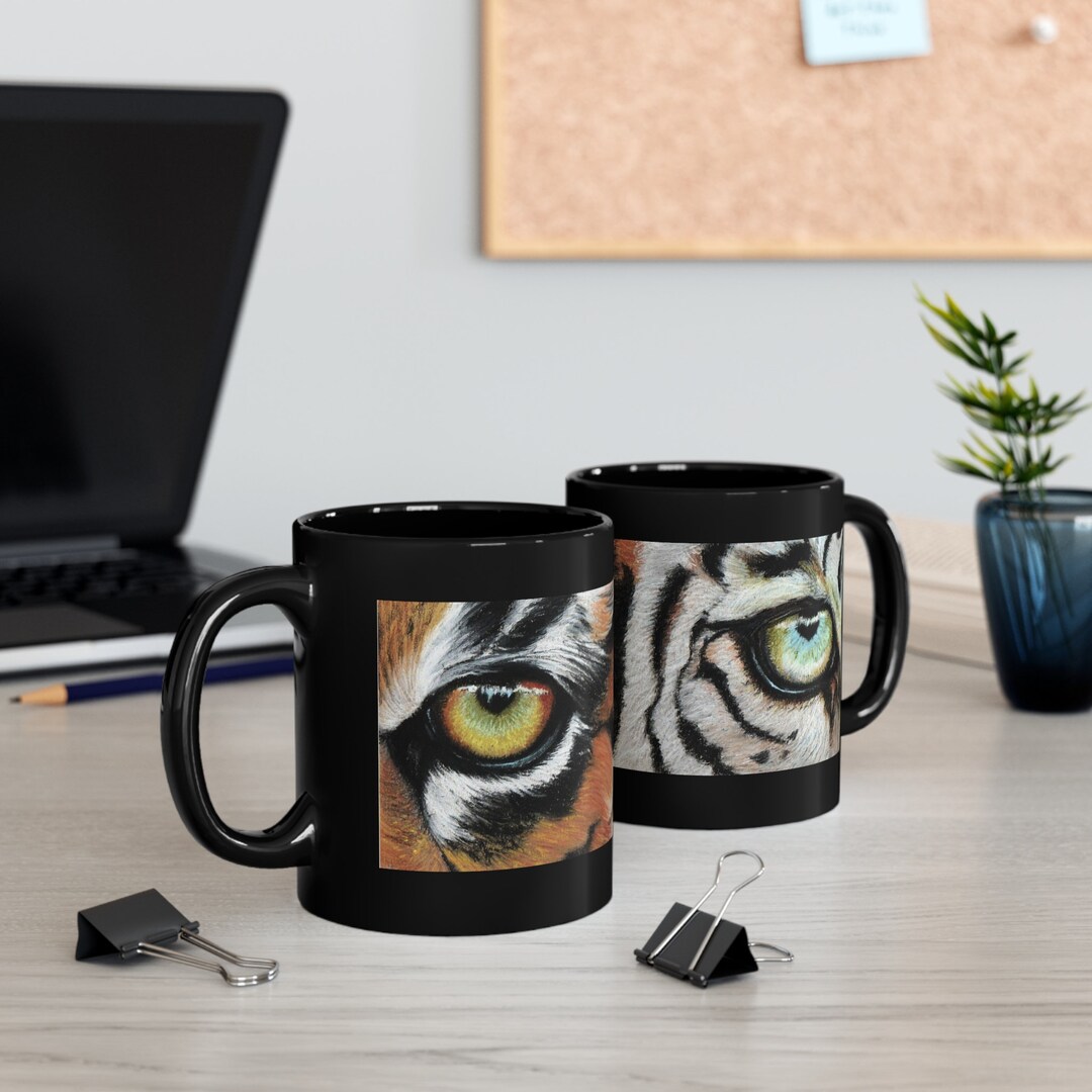 Tiger's Eye Art Portrait Mug - Wildlife Inspired Drinkware for Nature ...