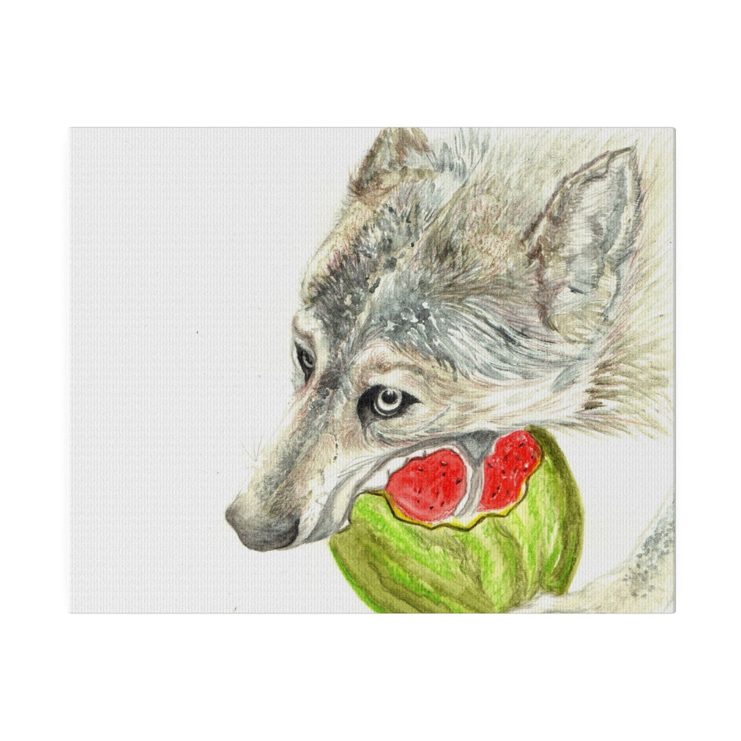 Captivating Fierce Wolf Enjoying Summer Watermelon Painting Wall Art ...