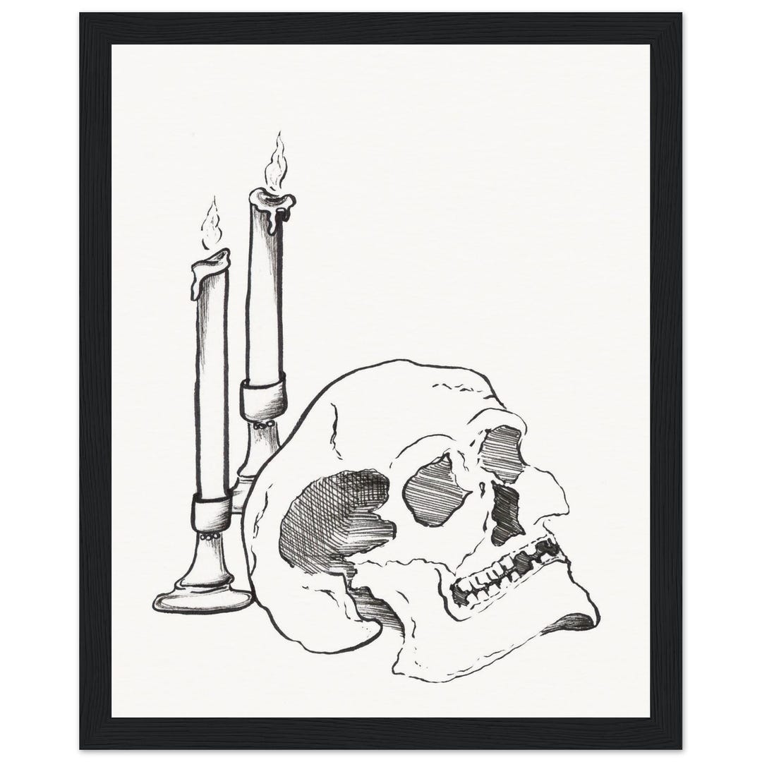Macabre Skull and Candle Still-life Framed Poster - Luxurious Home ...