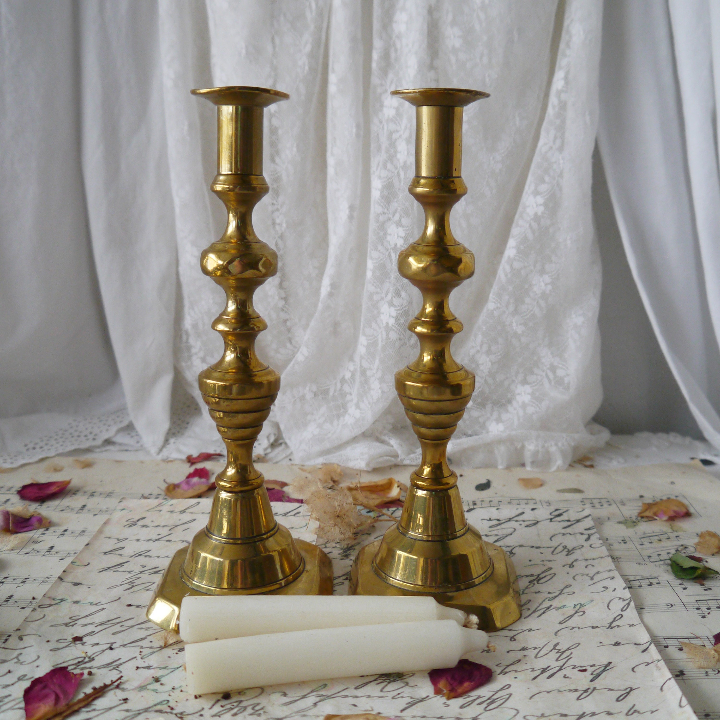 Collectibles Art & Collectibles A pair of vintage retro brass candle ...