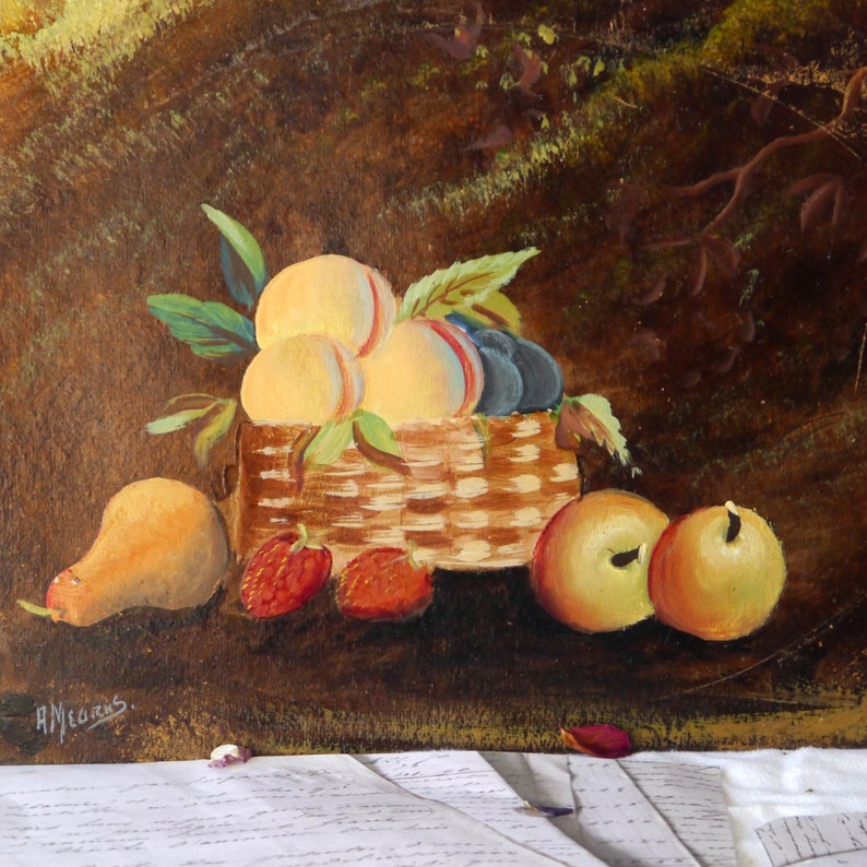 Antique Fruit Painting on Cardboard - Etsy