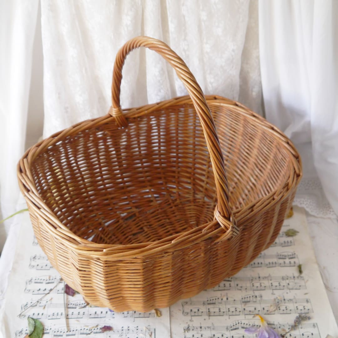 Vintage Wicker Shopping Basket - Etsy