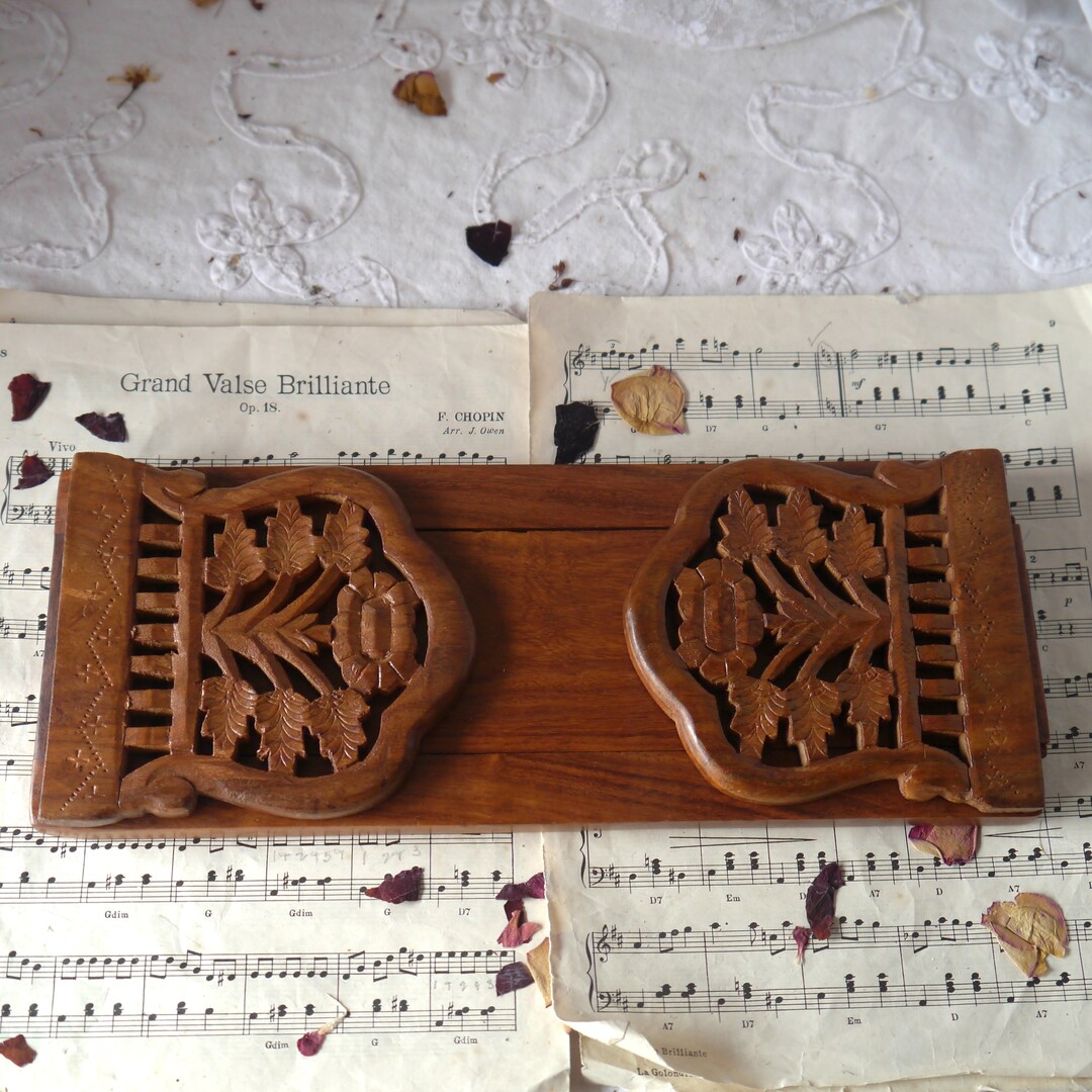 Vintage Carved Folding Book Rack - Etsy