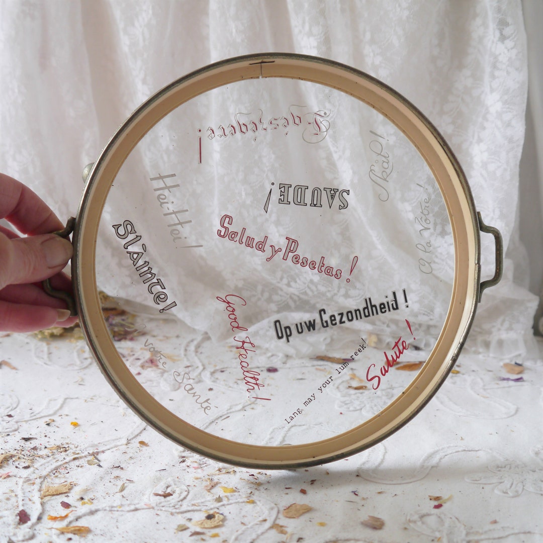 Vintage Glass Cocktail Tray - Etsy