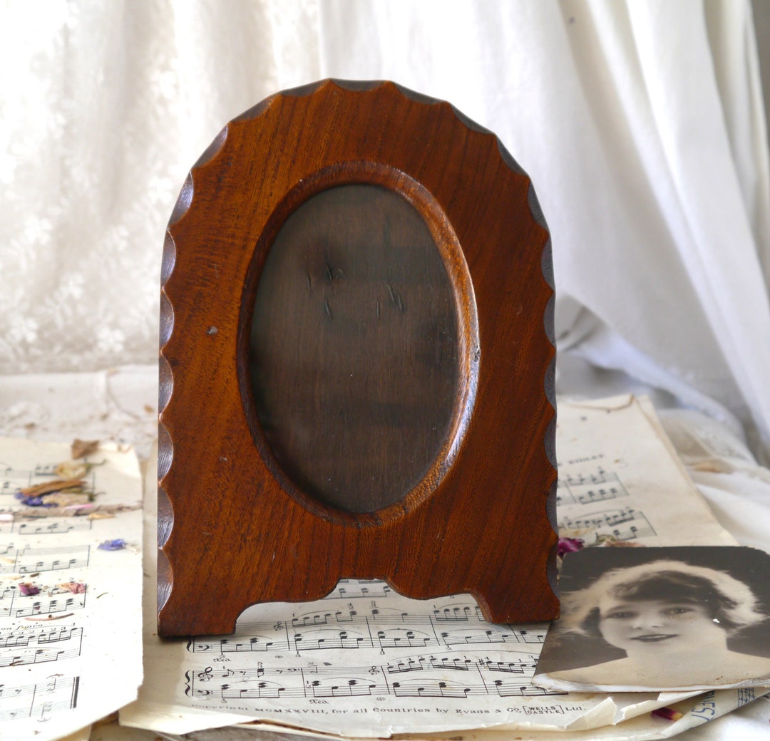 Antique Wooden Photo Frame With Carved Edge - Etsy