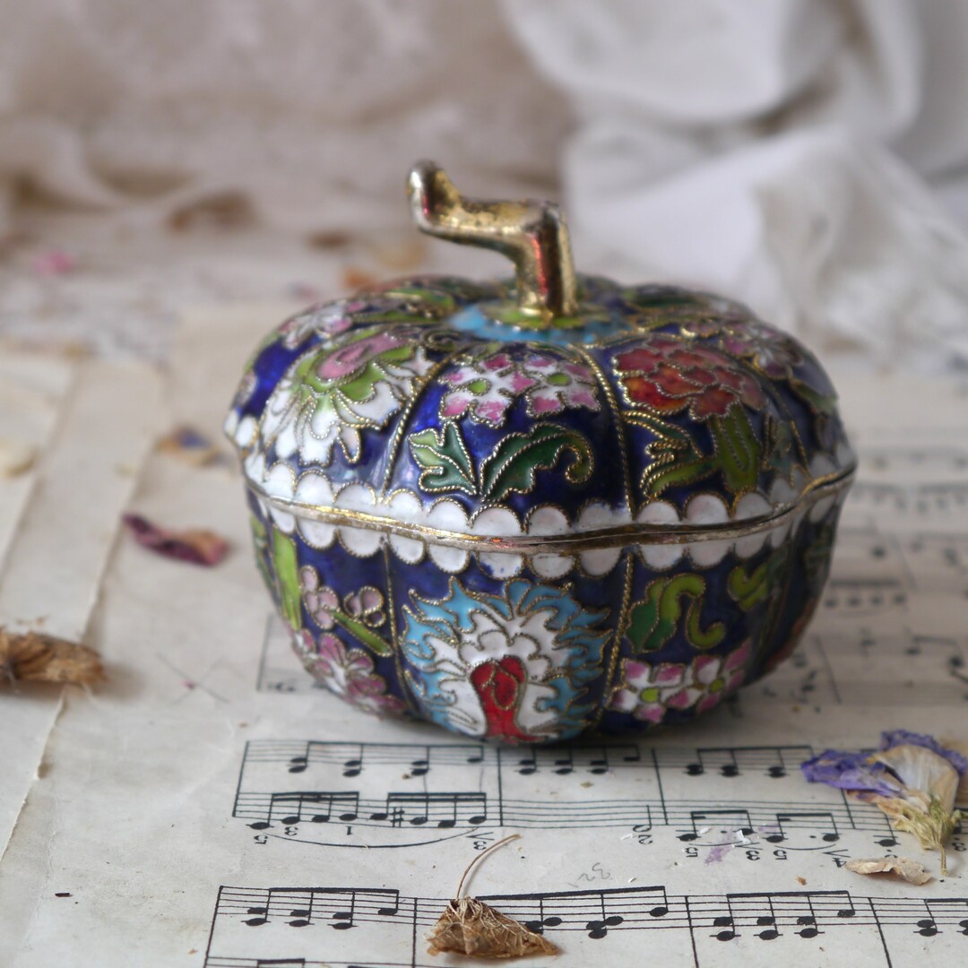 Vintage Enamel Trinket Box - Etsy