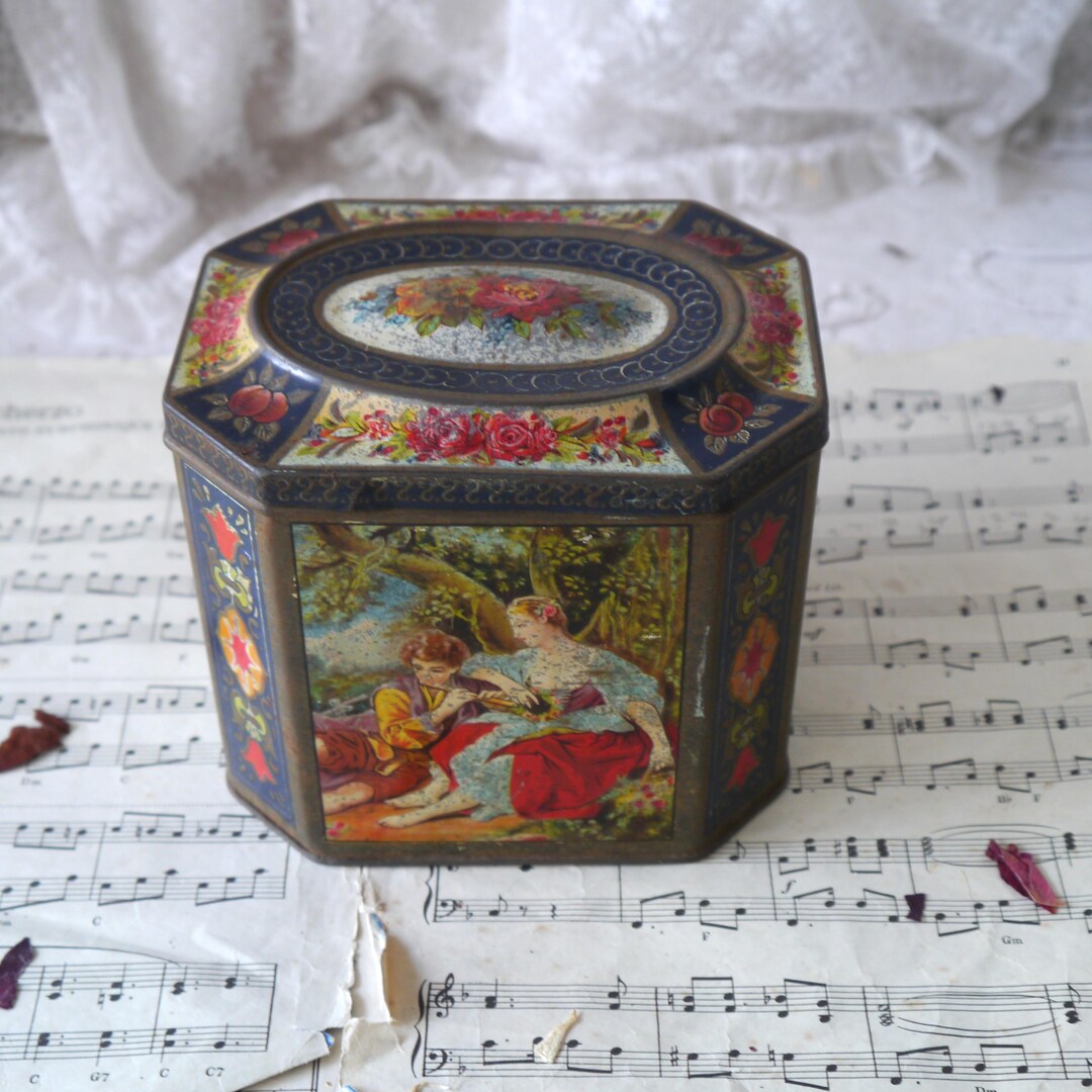 Vintage Floral Tea Tin Caddy - Etsy