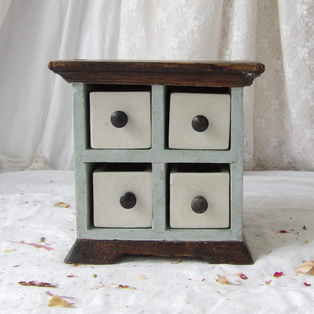 Vintage Wood and Ceramic Spice Drawers - Etsy