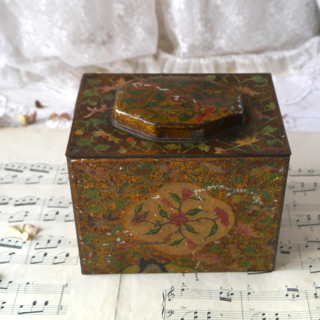 Pretty Vintage Tea Tin Caddy - Etsy