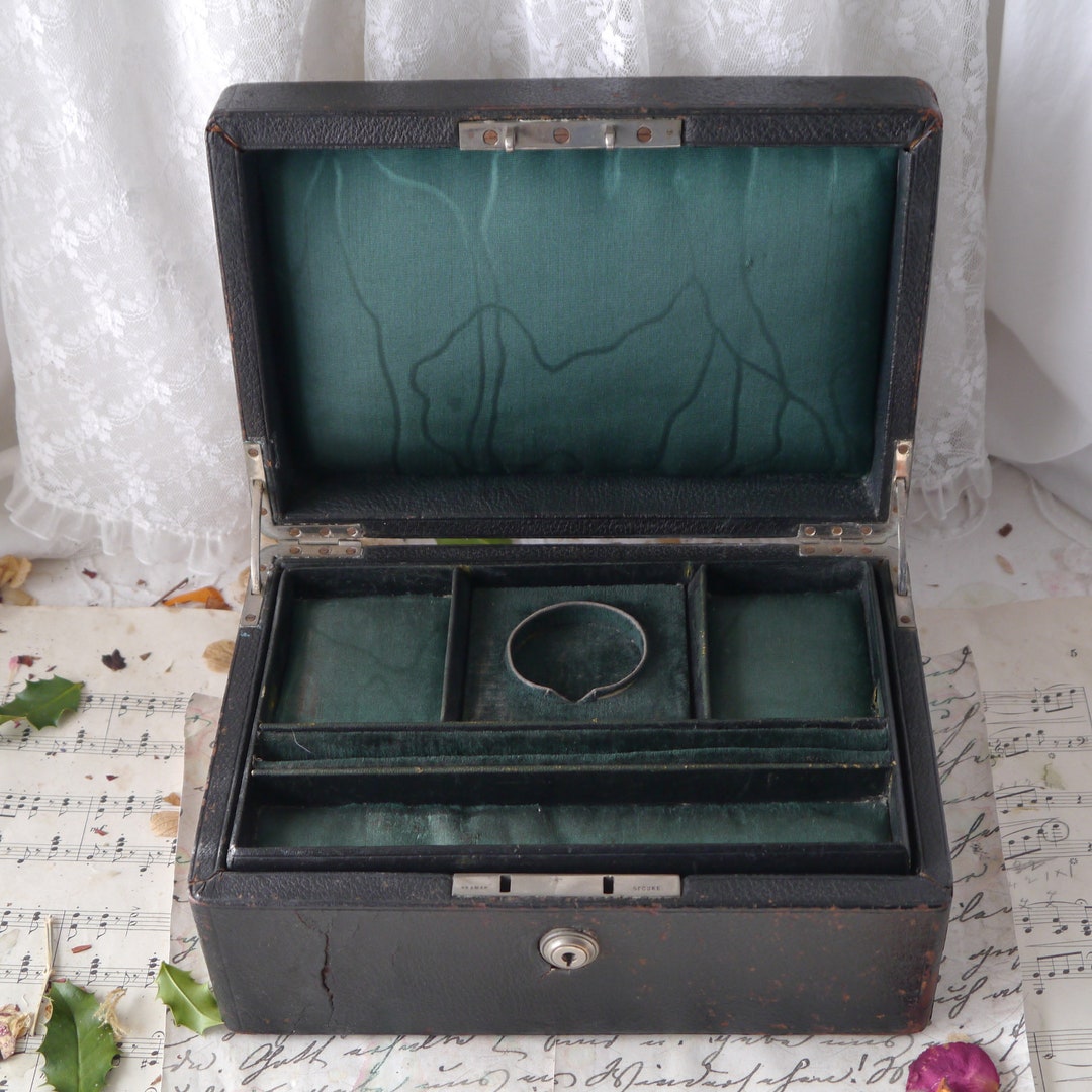 Antique Leather Jewellery Box With Internal Tray - Etsy