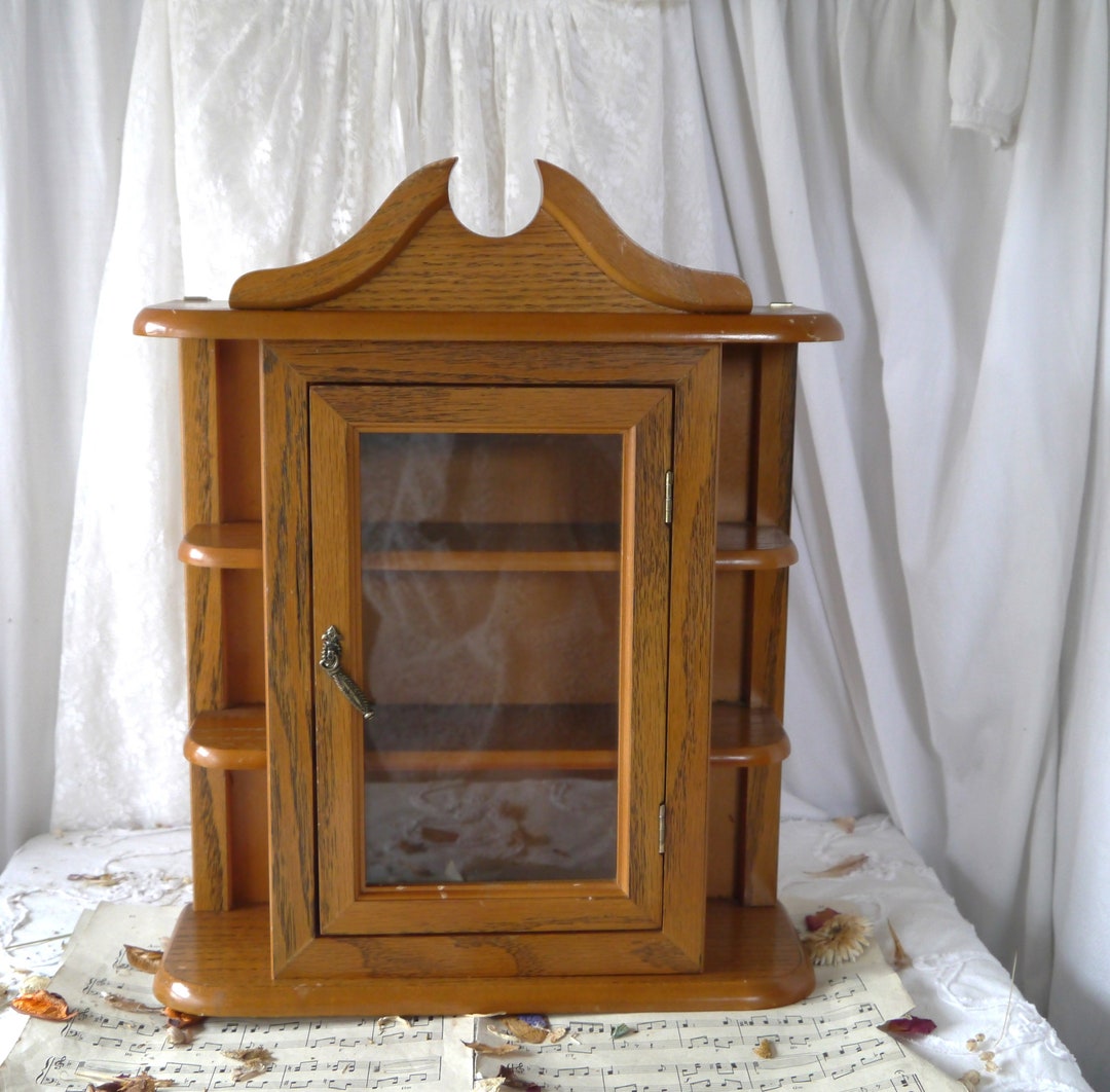 Small Vintage Display Cabinet With Glass Door - Etsy