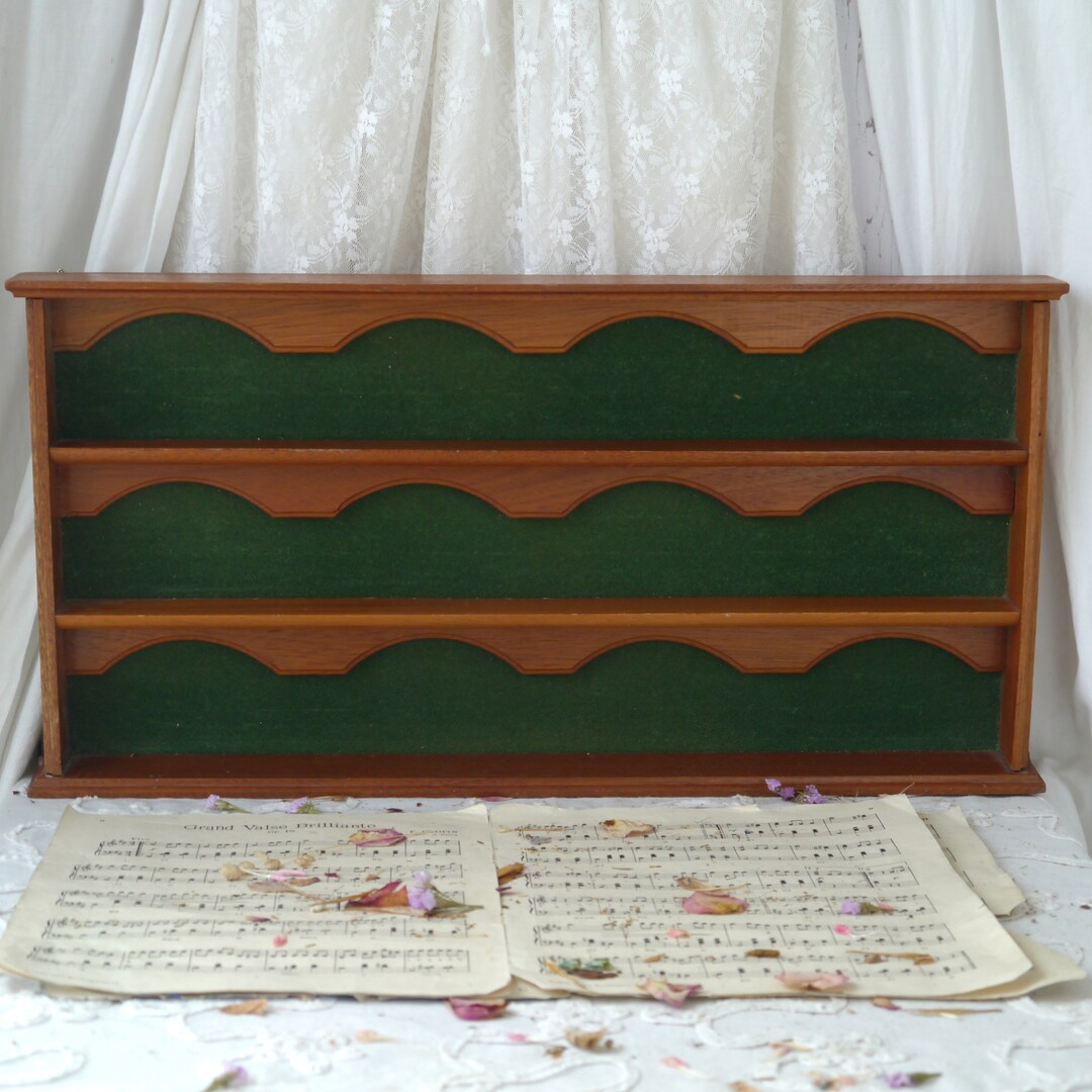 Vintage Wooden Wall Display Rack With Velvet Lining - Etsy
