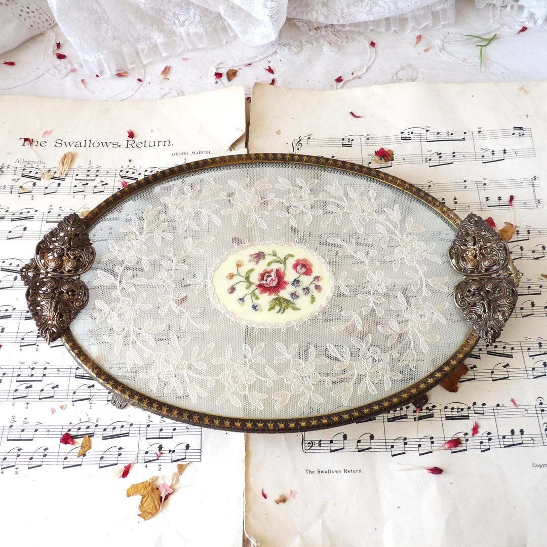 Vintage Embroidered Dressing Table Tray - Etsy