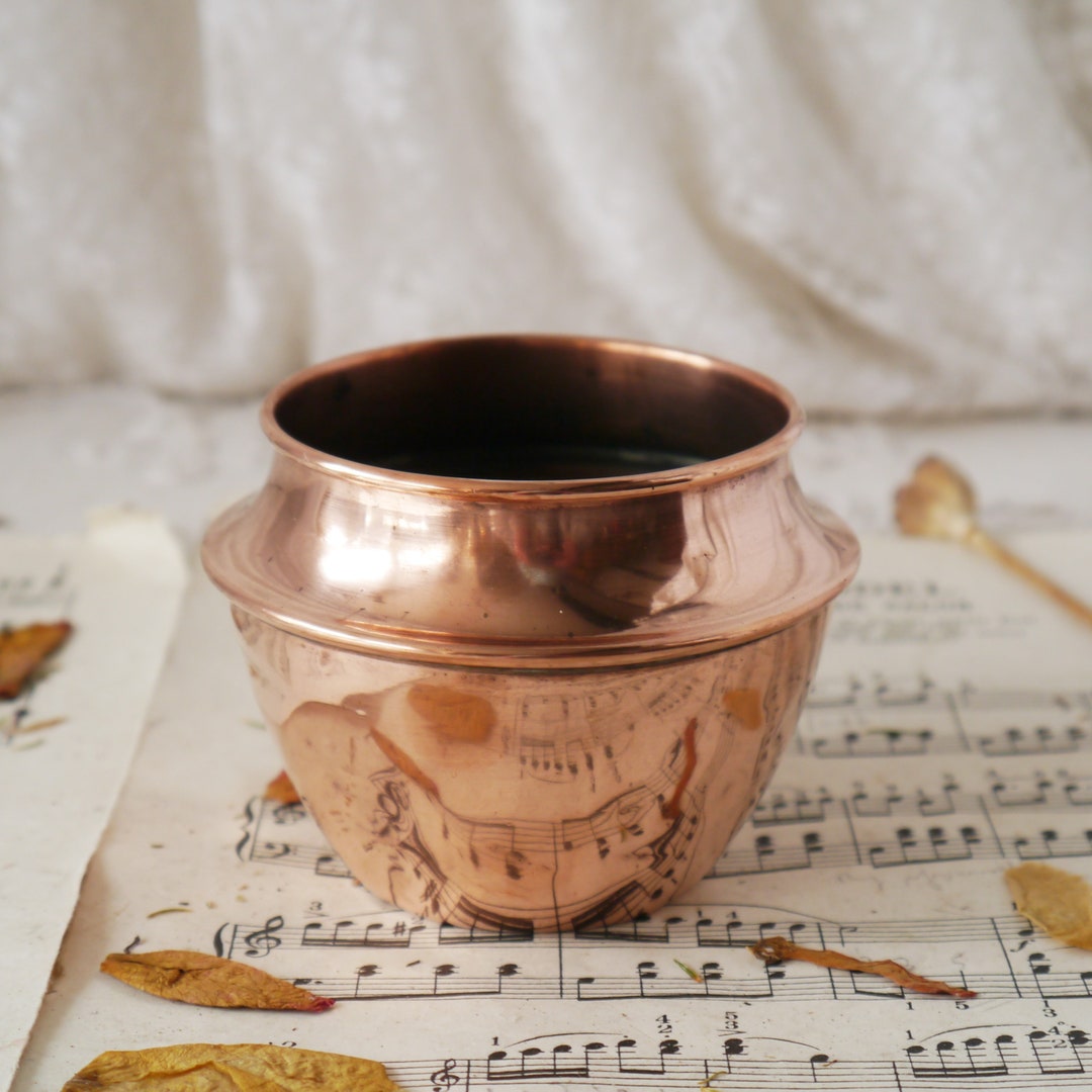 Mini Round Vintage Copper Planter - Etsy