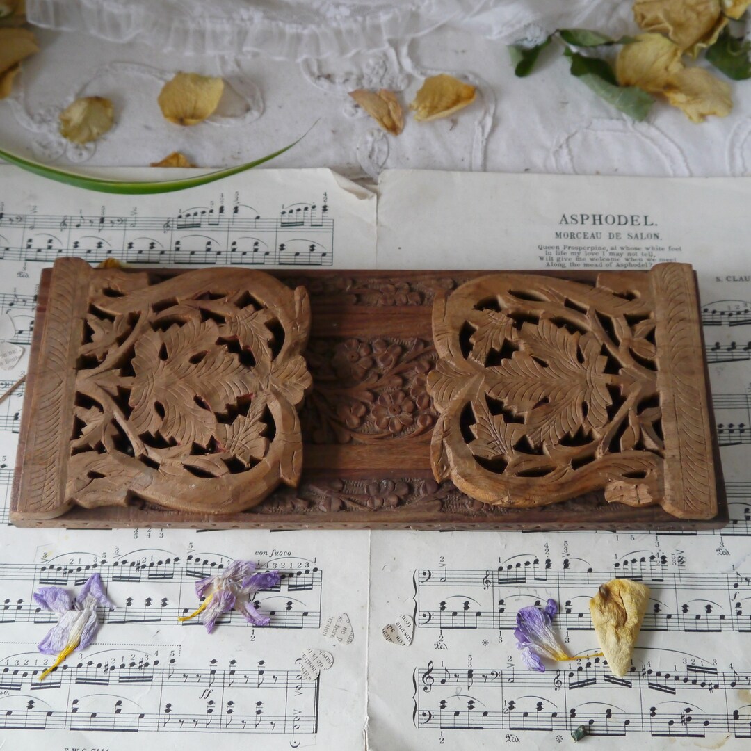 Vintage Carved Folding Book Rack - Etsy