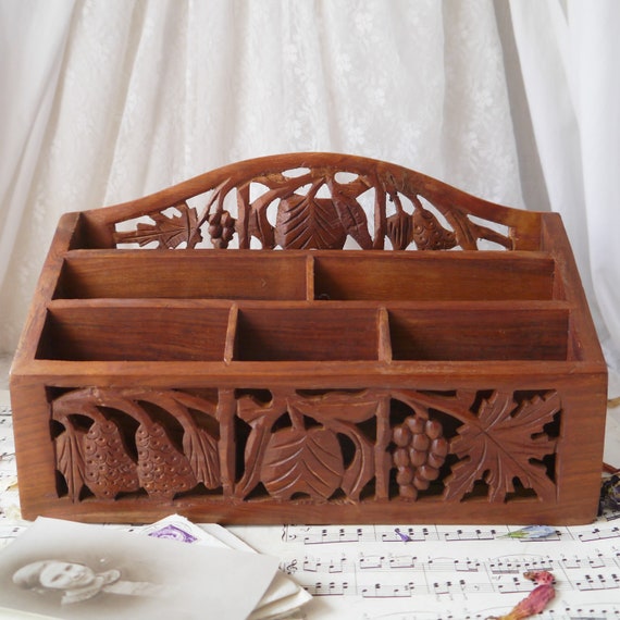 Carved Wooden Letter Rack - Etsy