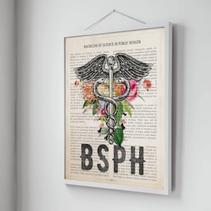 BSPH With Flowers Print, Bachelor of Science in Public Health Gift Idea ...