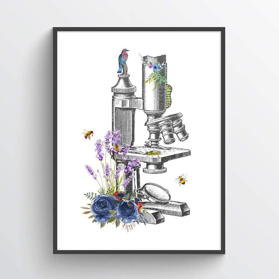 Microscope Art Print, Medical Decor, Science Art, Biology Art, Doctors ...