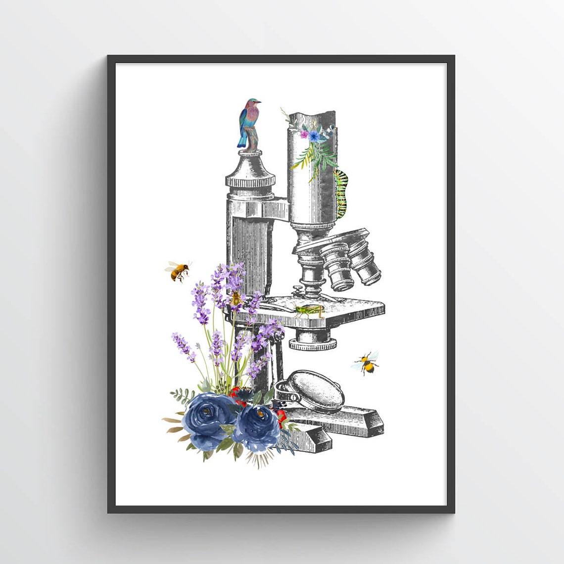Microscope Art Print Medical Decor Science Art Biology Art - Etsy