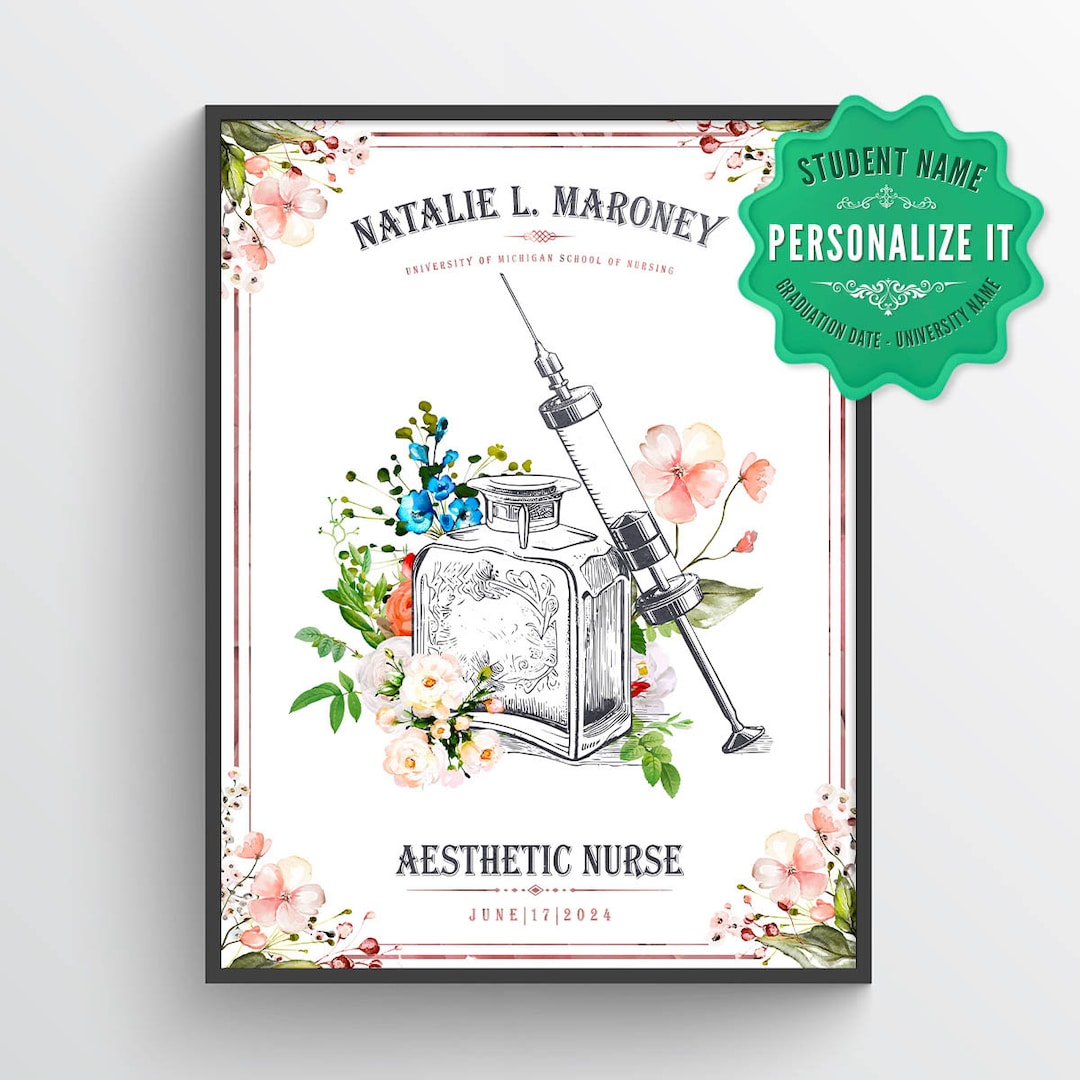 Custom Vial and Syringe Graduation Print, Aesthetic Nurse Specialist ...