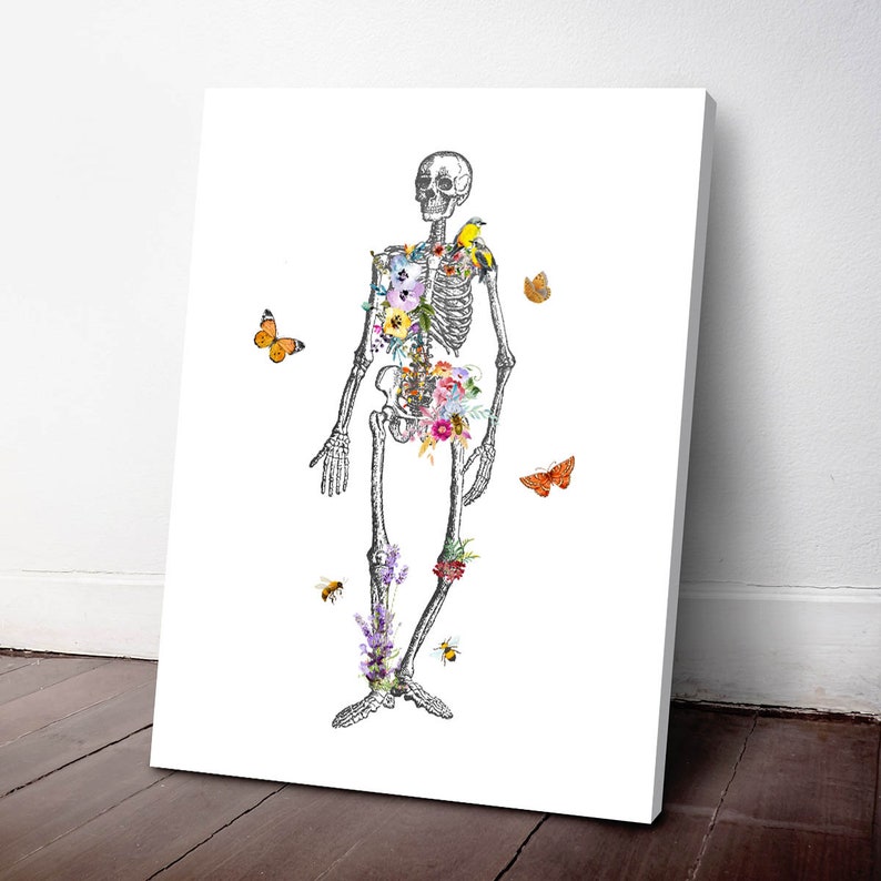 Skeleton Anatomy Print Human Body Flower Art Doctor Office - Etsy