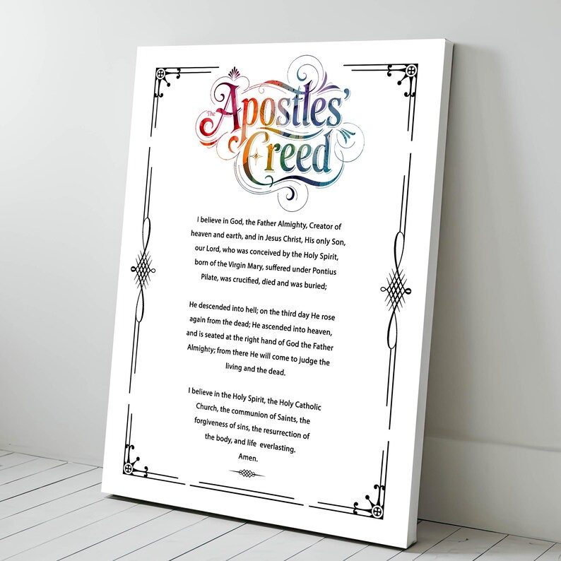 Apostles' Creed Prayer Wall Art We Believe Catholic Creed Living Room ...