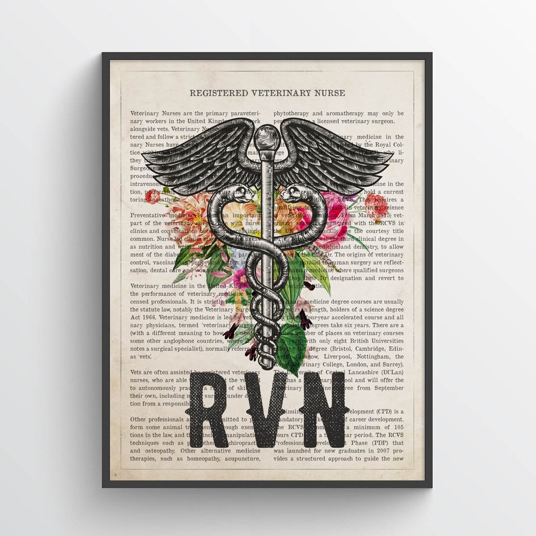 RVN With Flowers Print, Registered Veterinary Nurse Gift, RVN ...