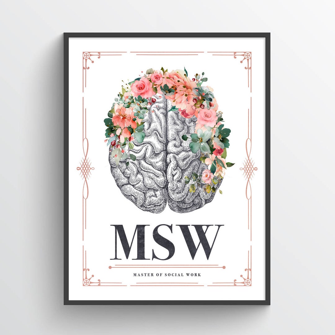 MSW With Flowers Print Master of Social Work Gift Social - Etsy