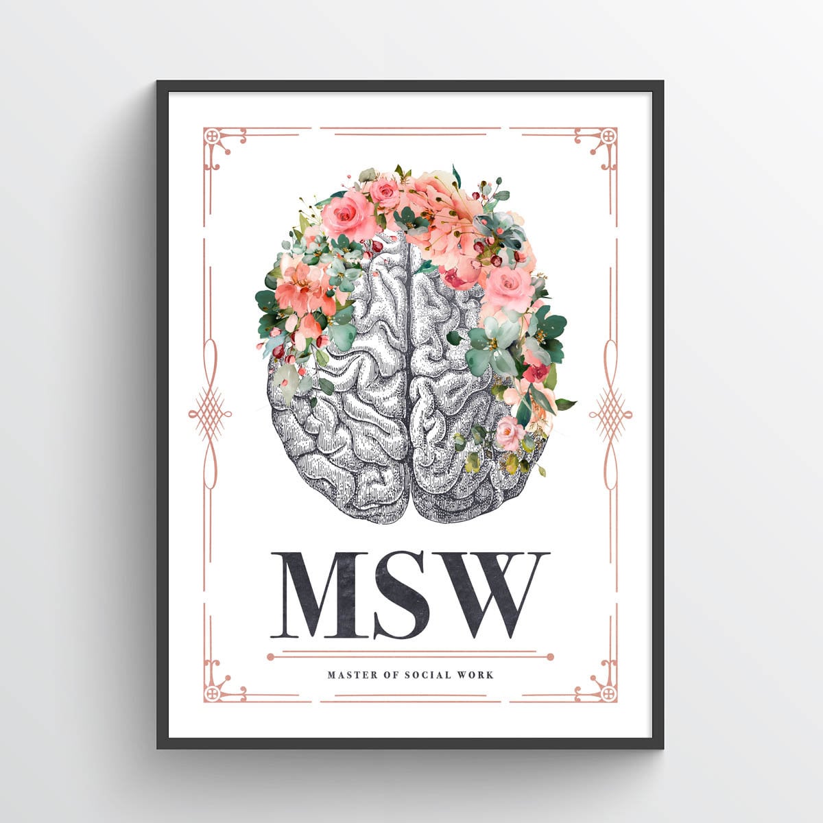MSW With Flowers Print Master of Social Work Gift Social - Etsy