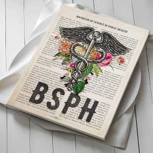 BSPH With Flowers Print, Bachelor of Science in Public Health Gift Idea ...