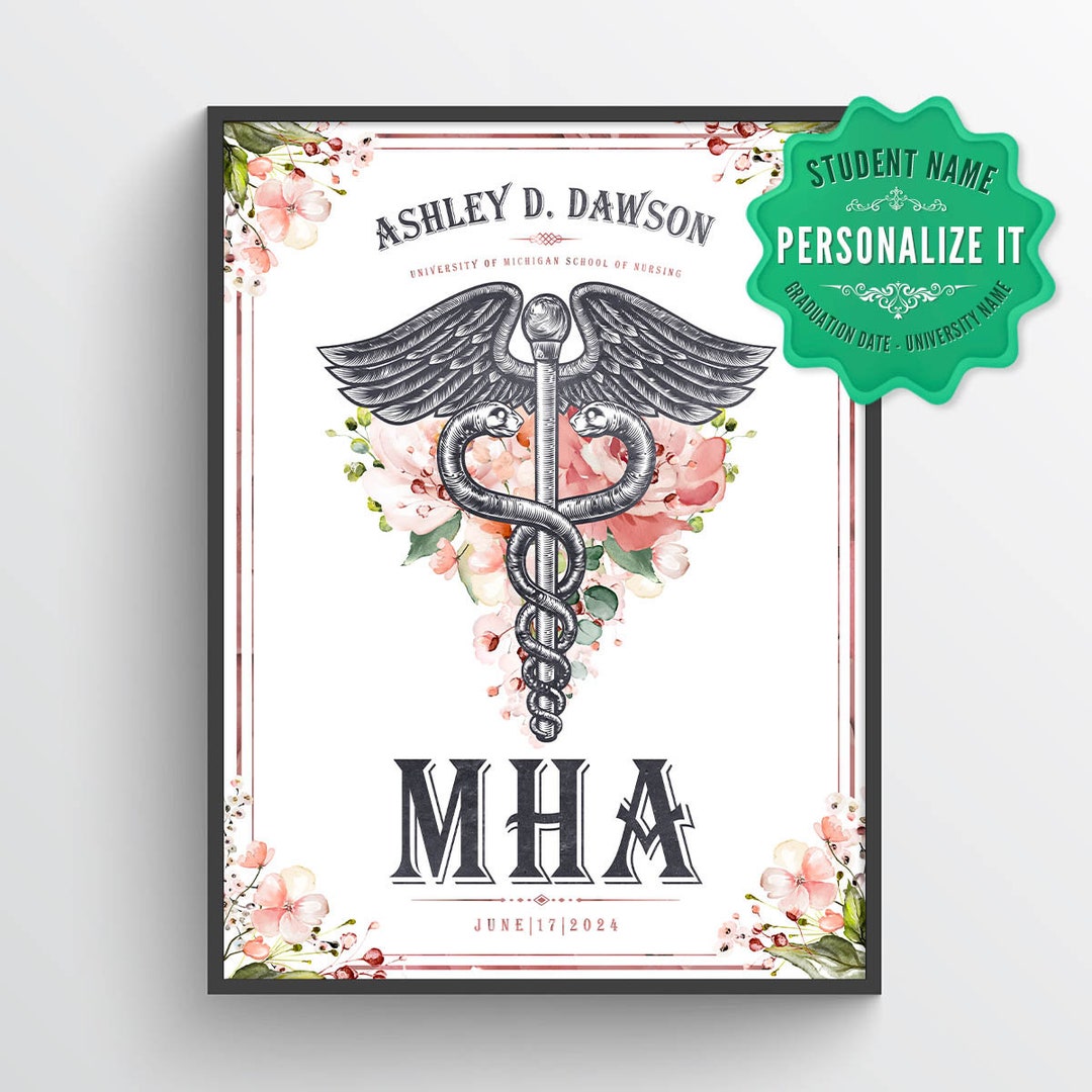 Custom MHA Graduation Print, Masters of Health Administration Gift ...