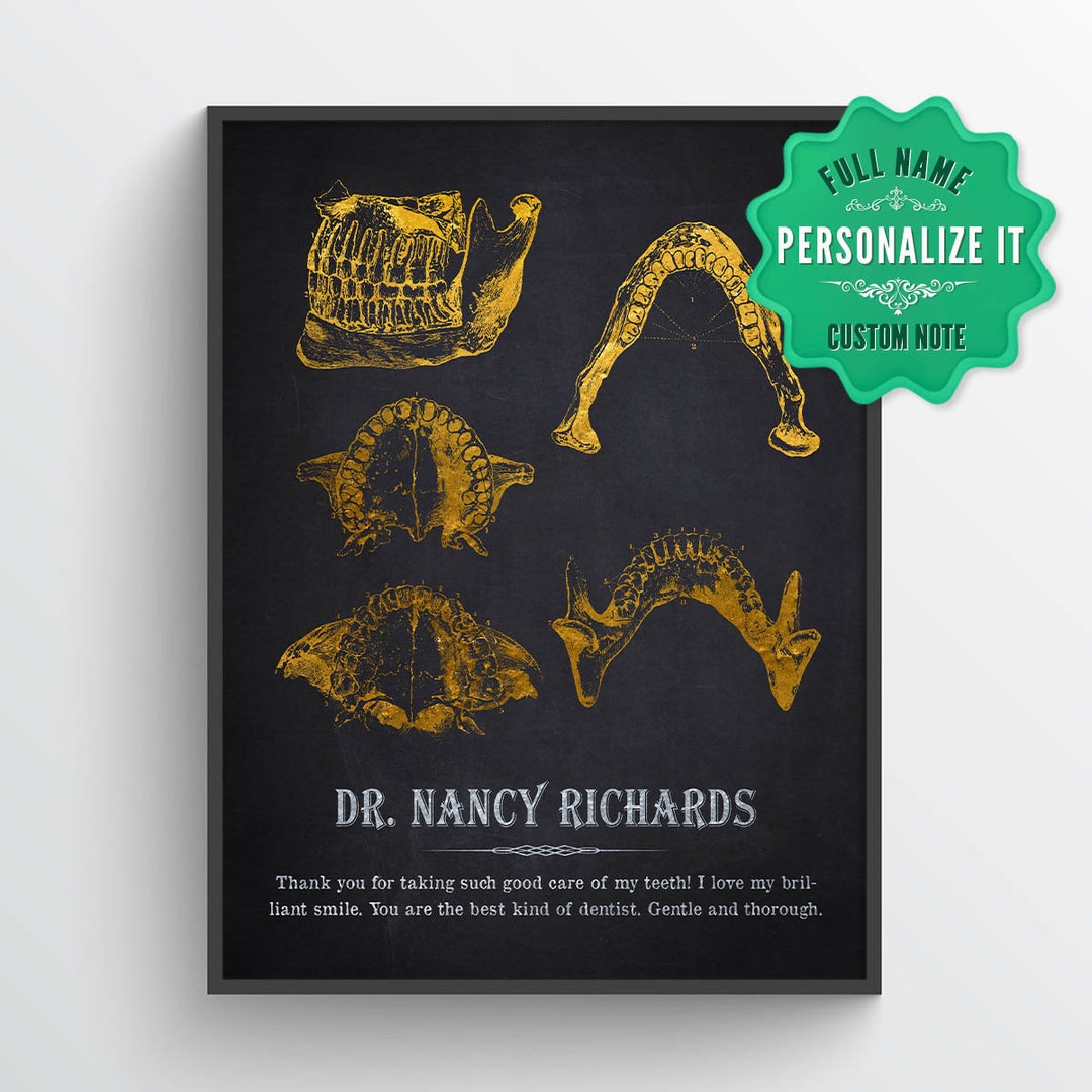 Personalized Teeth Anatomy Print, Custom Dentist Appreciation Gift ...