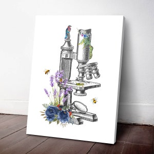 Microscope Art Print, Medical Decor, Science Art, Biology Art, Doctors ...