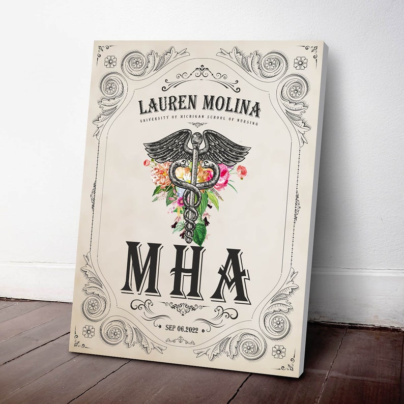 Personalized MHA With Flowers Print Masters of Health - Etsy