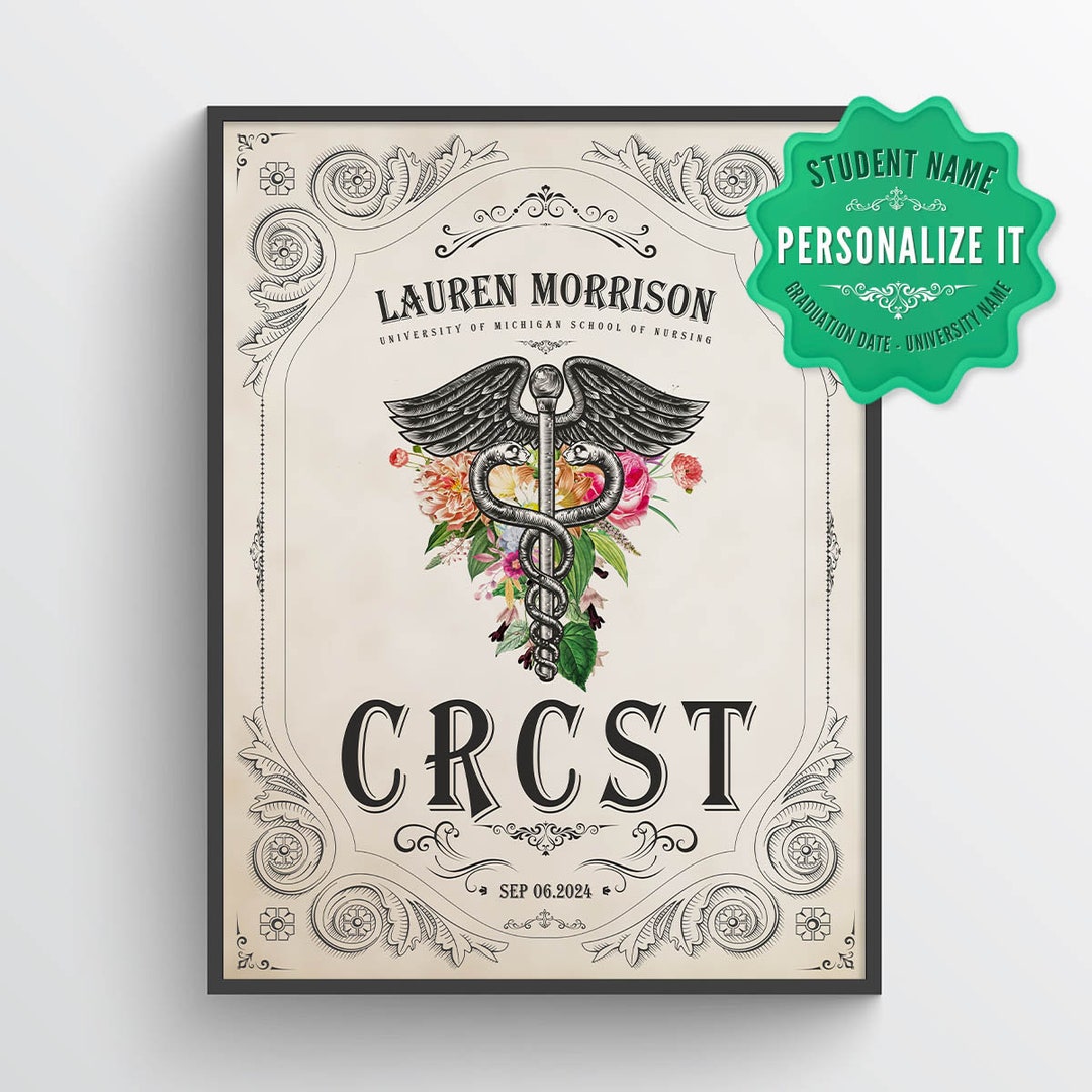 Personalized CRCST With Flowers Print, Certified Registered Central ...