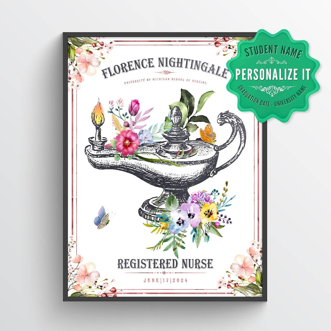 Custom Lamp of Knowledge Graduation Print, Nurses Lamp Art, Florence ...