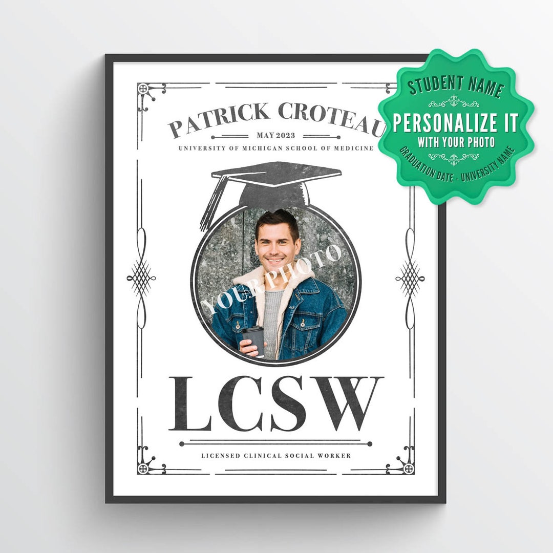 Custom LCSW Graduation Photo Print, Licensed Clinical Social Workers ...