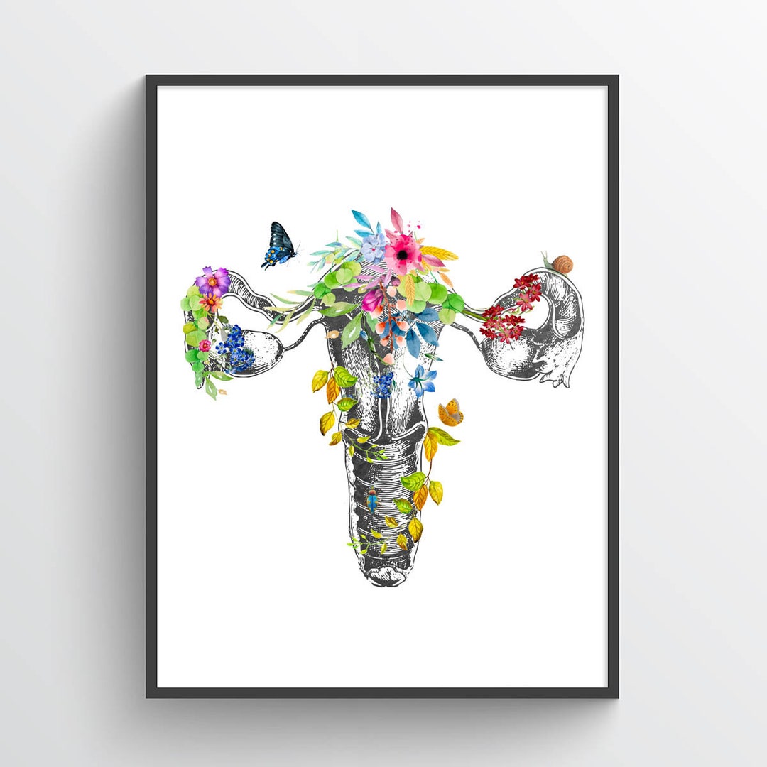 Uterus Print, Female Reproductive System, Pregnancy Gift, Womb Anatomy ...