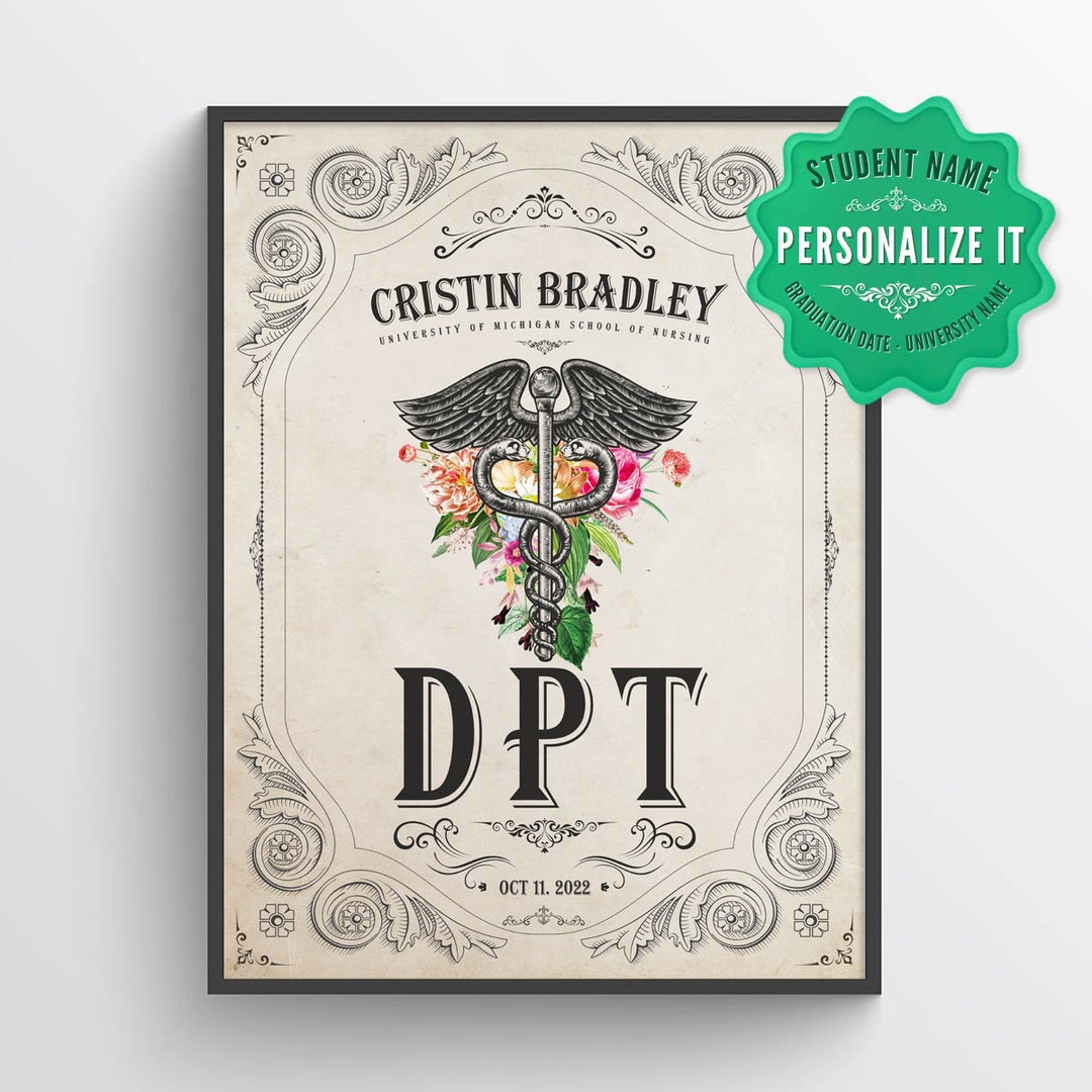 Personalized DPT With Flowers Print, Doctor of Physical Therapy Gift ...