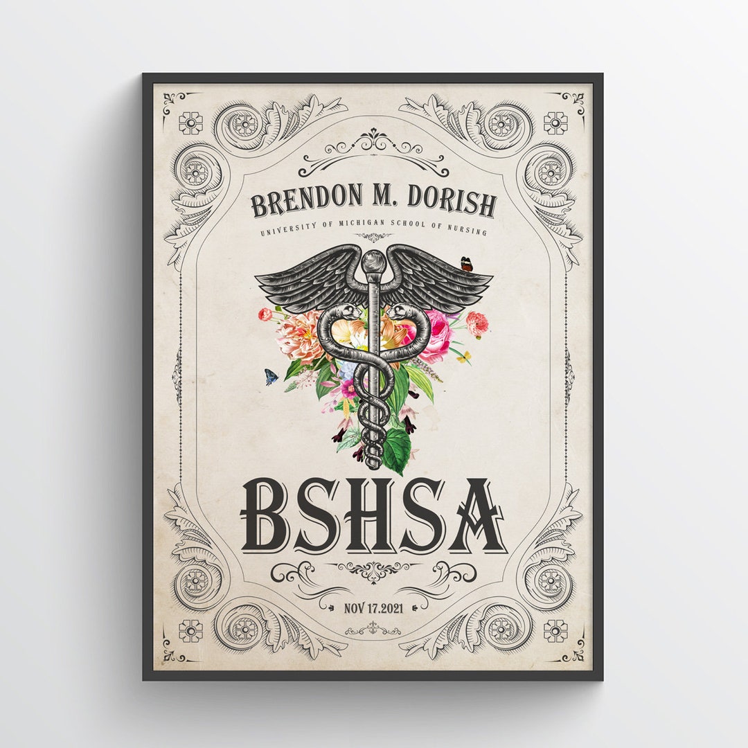 Personalized BSHSA With Flowers Print, Bachelors of Science in Health ...