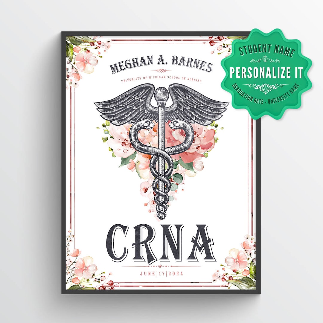 Custom CRNA Graduation Print, Certified Registered Nurse Anesthetist ...
