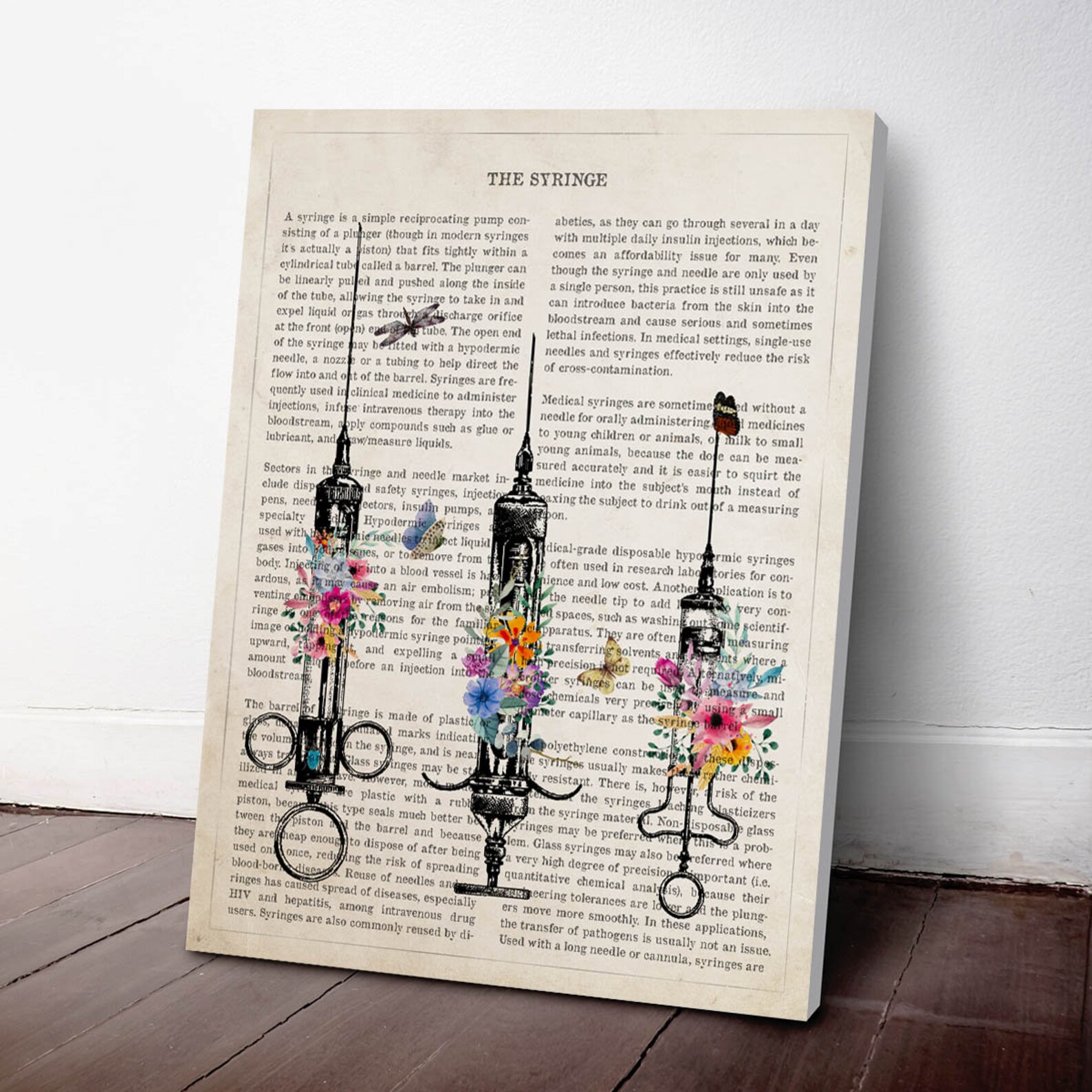 Syringe With Flowers Print Medical Art Nurse Graduation - Etsy