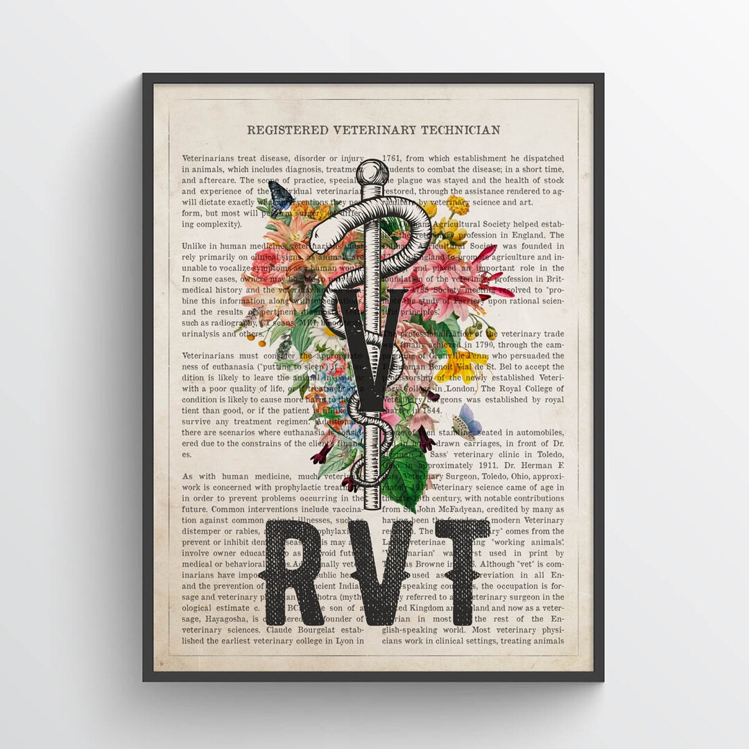 RVT With Flowers Print, Registered Veterinary Technician Gift, RVT ...