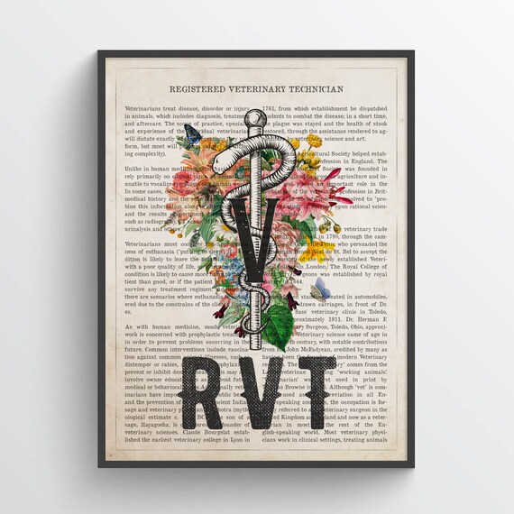 RVT With Flowers Print Registered Veterinary Technician Gift | Etsy