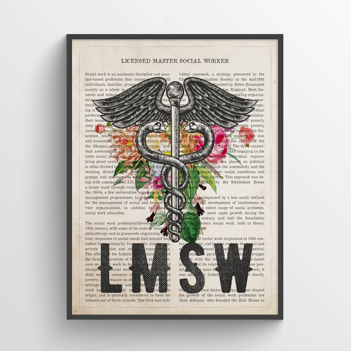 LMSW With Flowers Print Licensed Master Social Worker Gift - Etsy
