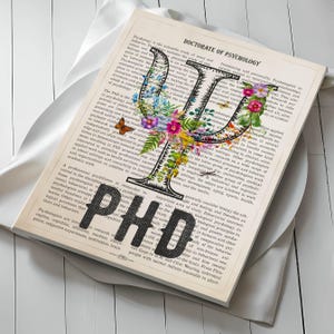 PHD With Flowers Print, Doctorate of Psychology Gift, Gifts for ...
