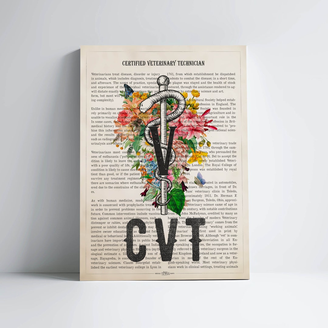 CVT With Flowers Print, Certified Veterinary Technician Gift, Gifts for ...
