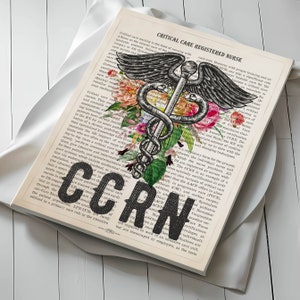 CCRN With Flowers Print, Critical Care Registered Nurse Gift, Gifts for ...