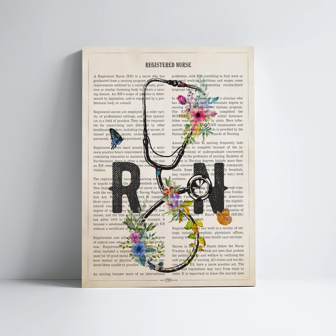 RN With Stethoscope Print for Registered Nurse Graduation Gifts Pinning ...