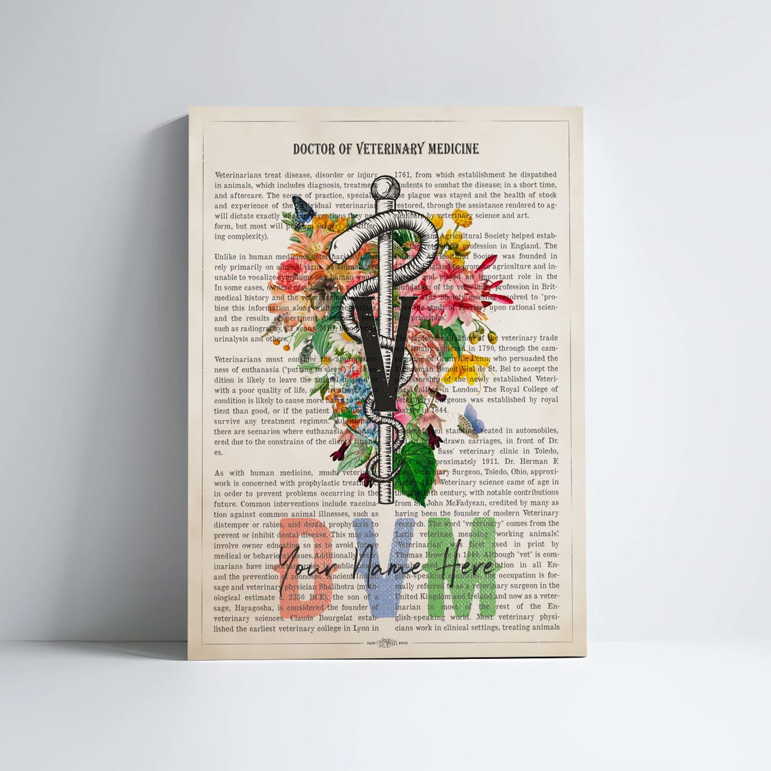 Personalized DVM Flower Print for Doctor of Veterinary Medicine ...